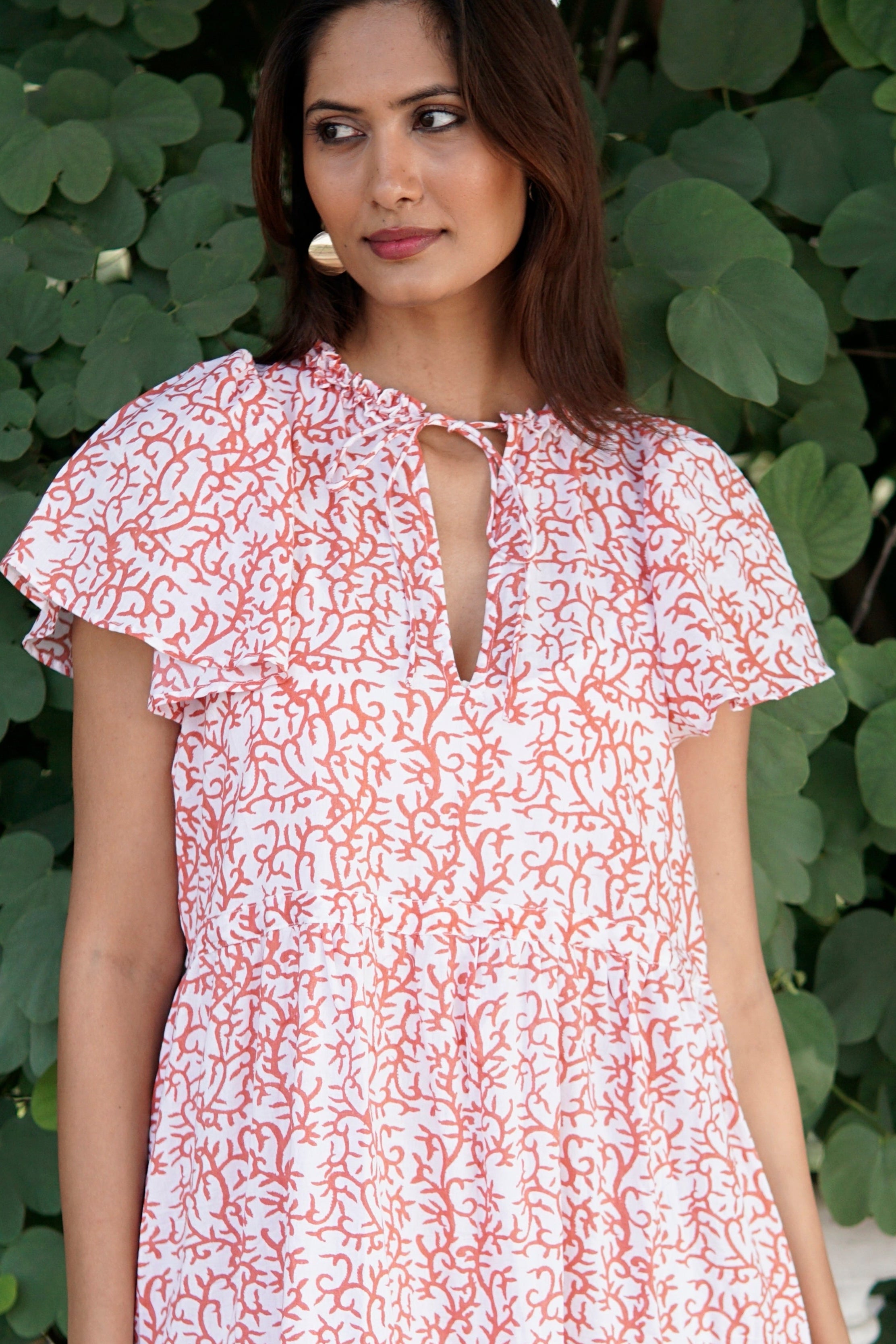 Cotton summer dress, boho summer dress, green and white maxi dress